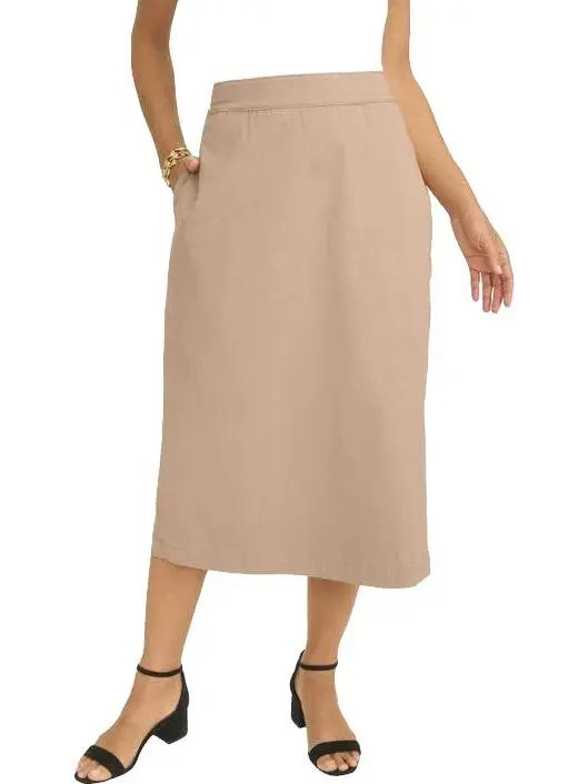 JESSICA LONDON A-line Faux Wrap Chino Skirt - New Khaki