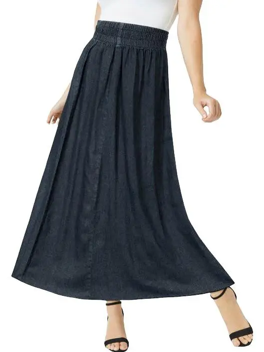 JESSICA LONDON Chambray Maxi Skirt - Indigo