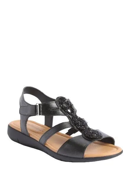 COMFORTVIEW Maylee Beaded Sandal - Black Metallic