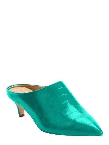 COMFORTVIEW Kitten Heel Mule - Teal Croco