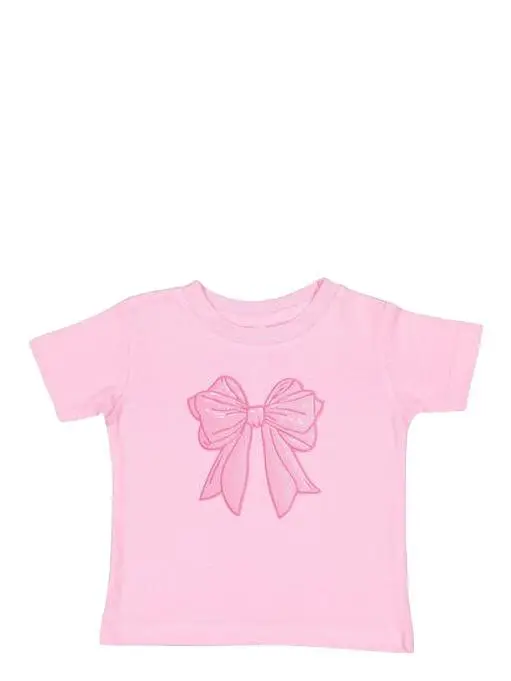 SWEET WINK Bow Sequin Patch Short Sleeve T-shirt - Ballet Pink