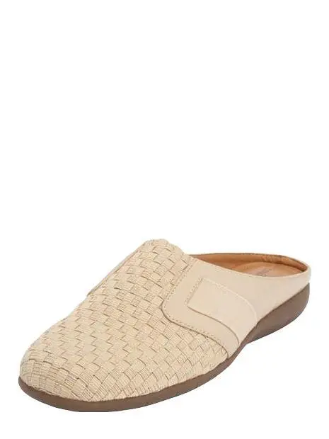 COMFORTVIEW Stretch Woven Metallic Mules - Khaki Metallic
