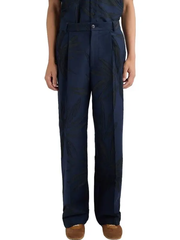 Dries Van Noten Penrud Cotton Blend Jacquard Pants - Navy