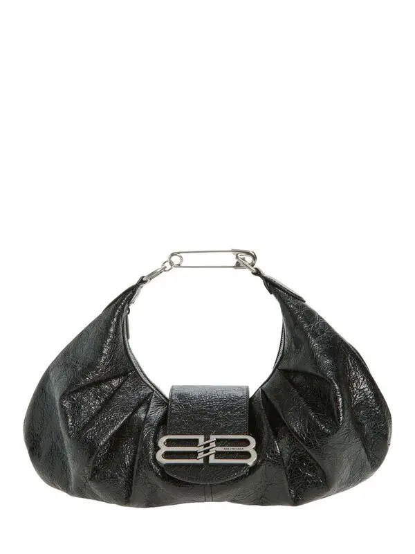 Balenciaga Pamela Leather Shoulder Bag - 1000 Black