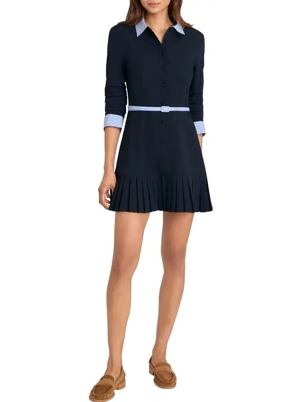 Cinq À Sept Lucilla Striped Belted Shirt Dress - Navy/blue Stripe