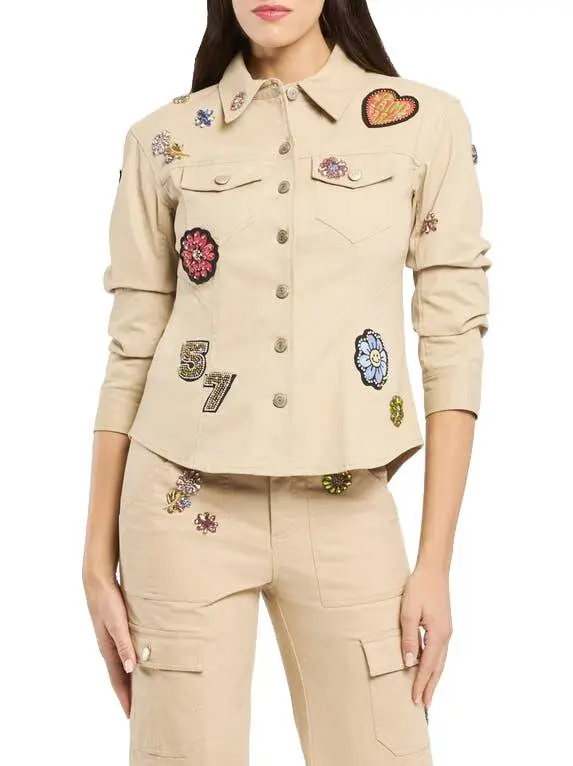 Cinq À Sept Retro Canyon Jacket With Patches - Khaki Multi