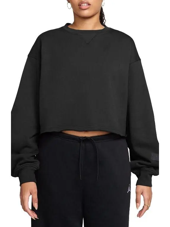 JORDAN Oversized Fleece Crop Sweatshirt - Black/dark Smoke Grey