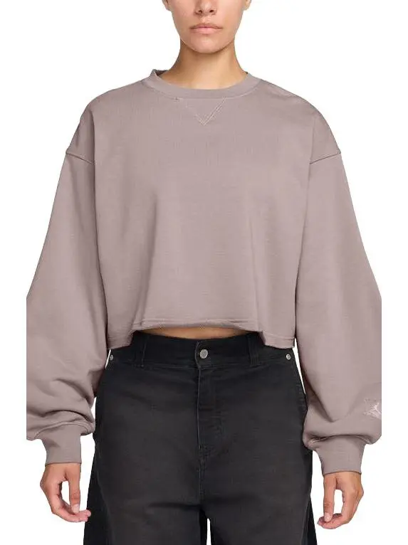 JORDAN Oversized Fleece Crop Sweatshirt - Particle Rose/barely Rose