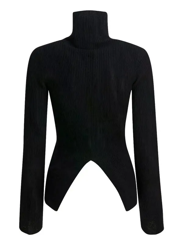 R2W Lesley Roll-neck Split-back Sweater - Black