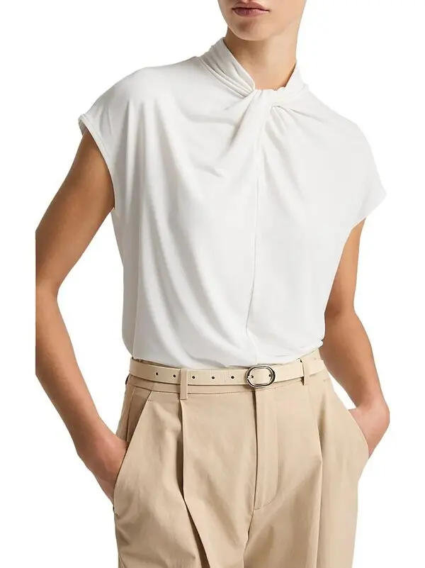 Vince Twist Neck Cap Sleeve Top - Bone