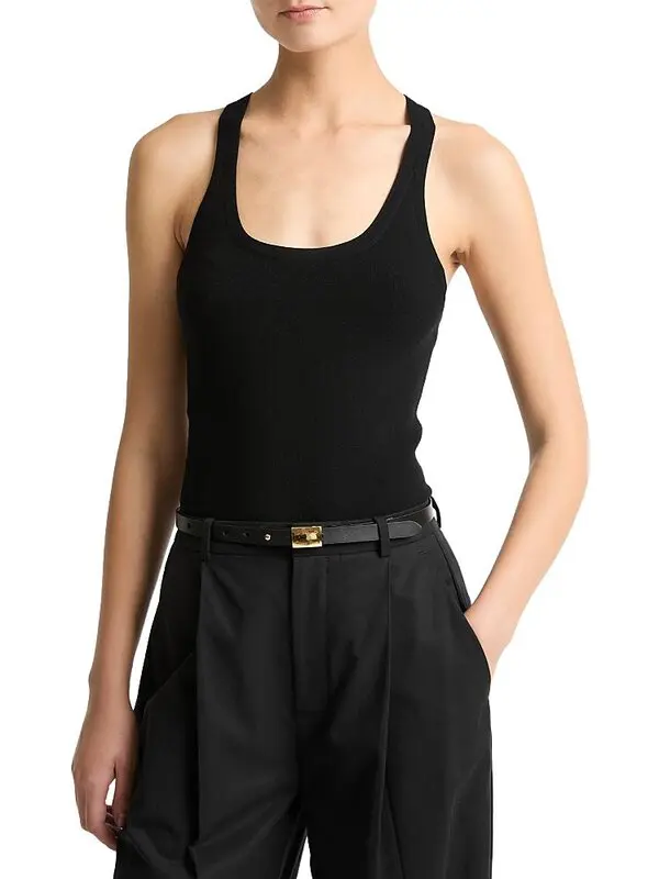 Vince Stretch Scoop Neck Tank Top - Black