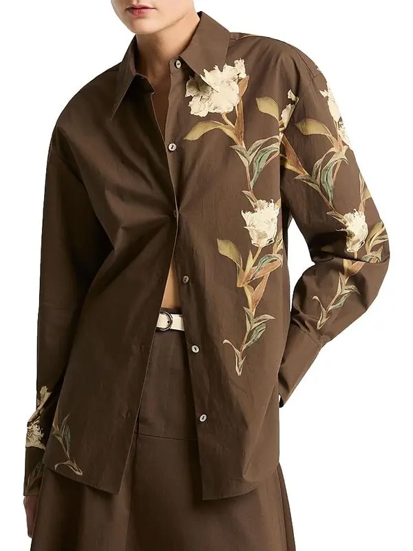 Vince Placement Print Button-front Shirt - Dark Bark