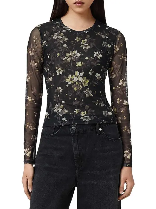 ALLSAINTS Ellie Mesh Top - Vine Black