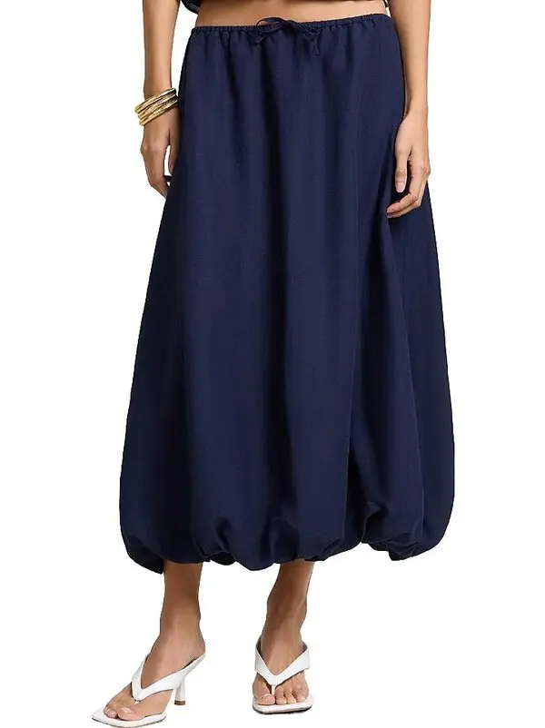 Onia Air Linen Bubble Maxi Skirt - Noir Navy