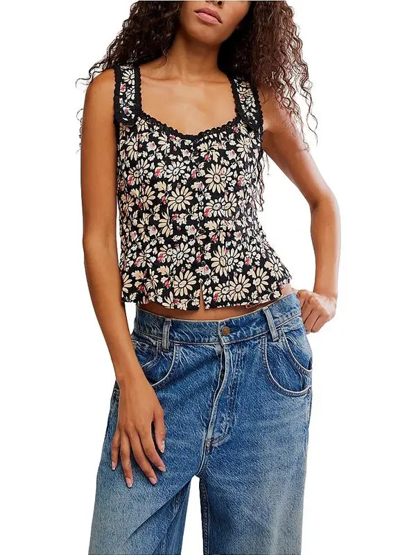 Free People Bridgette Corset Top - Black Combo