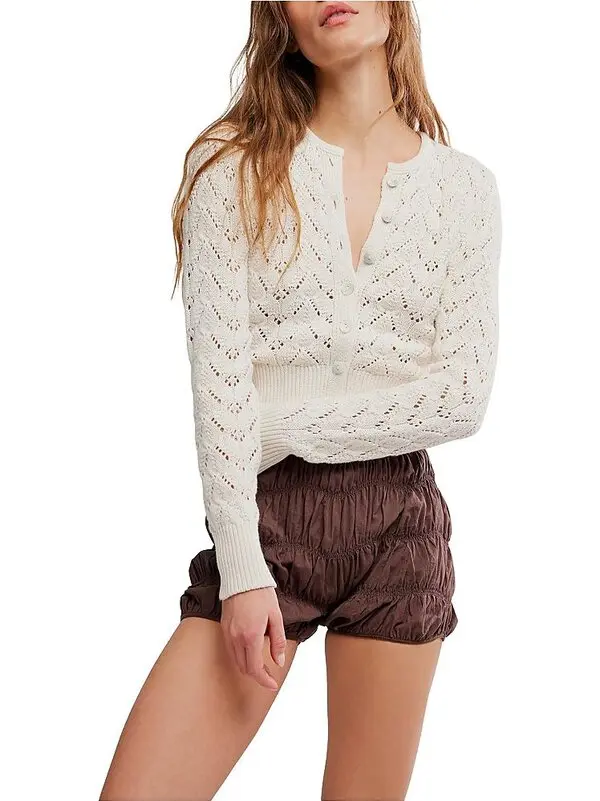Free People Pretty In Pointelle Cardigan - Ivory