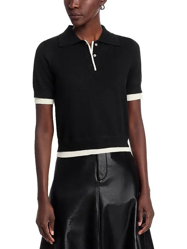AREA STARS Contrast Trimmed Polo Shirt - Black Ivory