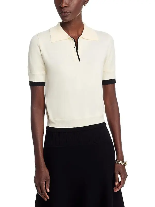 AREA STARS Contrast Trimmed Polo Shirt - Ivory Black