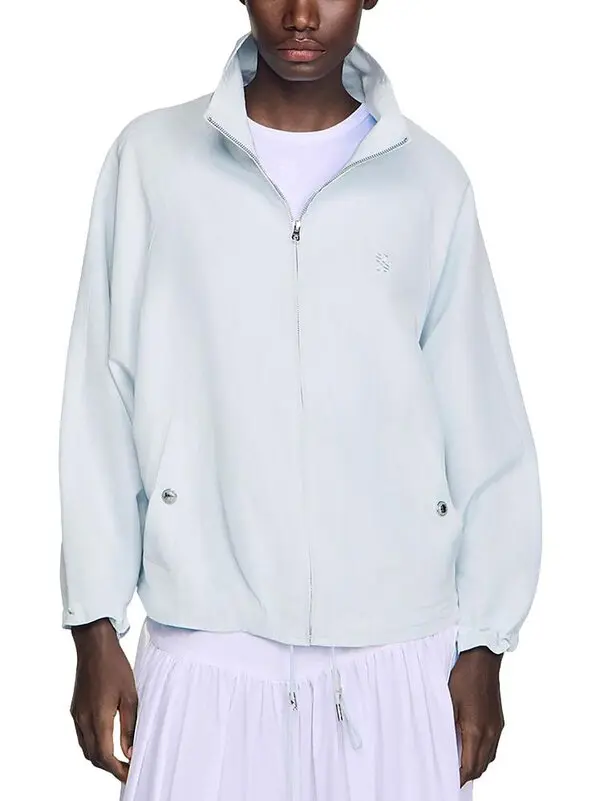 Sandro Stand Collar Oversized Jacket - Sky Blue