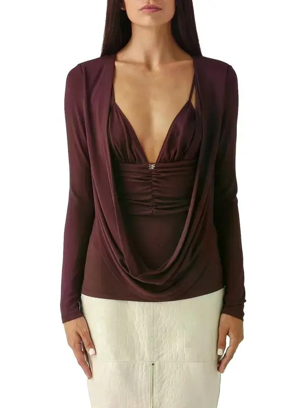 Elisabetta Franchi Draped Top - Red