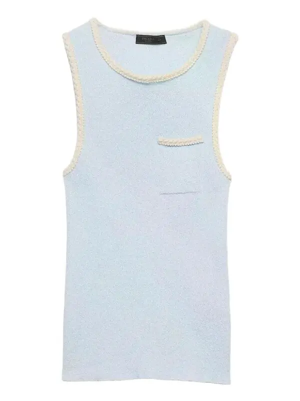 Prada Contrast-trim Tank Top - Blue