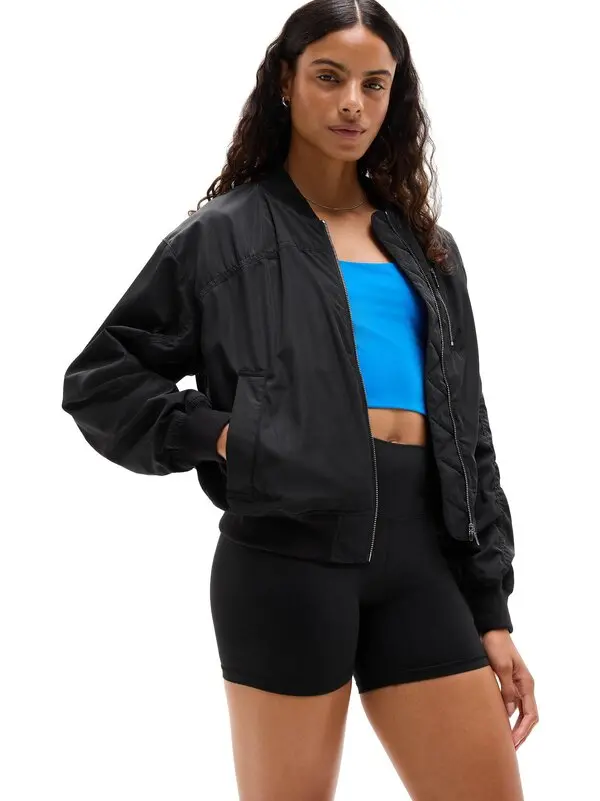 Athleta Citybound Relaxed Bomber Jacket - Black