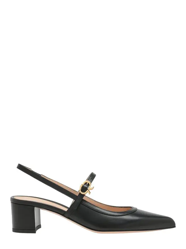 GIANVITO ROSSI Allette Pump - Black Calf Leather