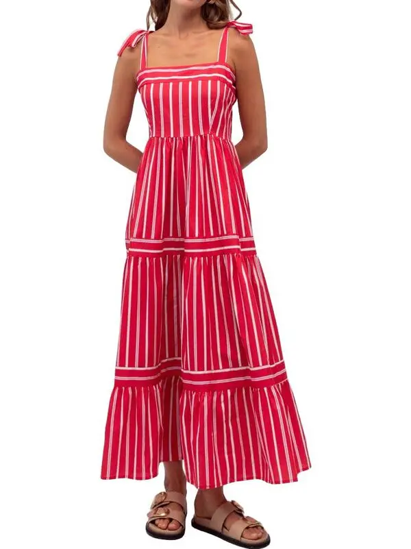 LABEL OF LOVE Sicily Stripe Maxi Dress - Red