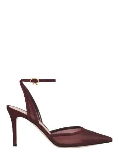 GIANVITO ROSSI Dorotea D'orsay 85 Ankle Pumps - Burgundy Fabric