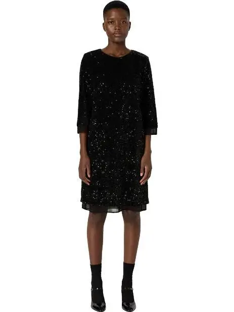 Gerard Darel Liora Sequin Knee Length Dress - Black