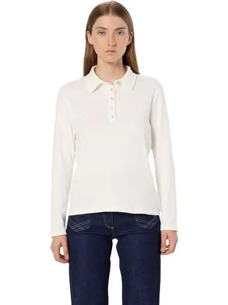 Gerard Darel Hania Rhinestone Button Polo Shirt - Ecru