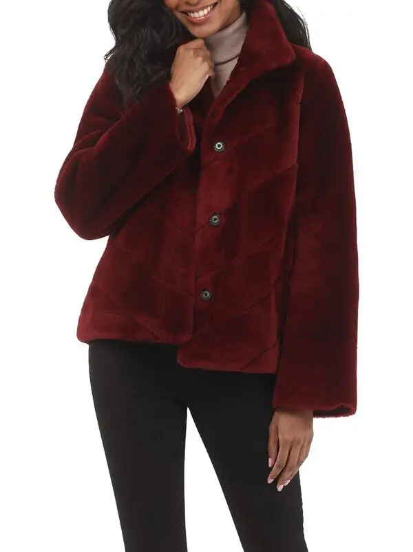 Gorski Genuine Shearling Reversible Jacket - Wine/wine