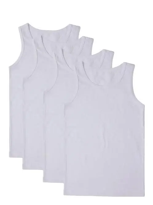 MEMOI 4 Pack Cotton Rich Tank Top Undershirt - White