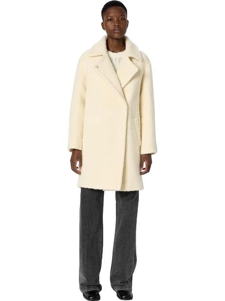 Gerard Darel Bouclé Mid-length Coat - Ecru