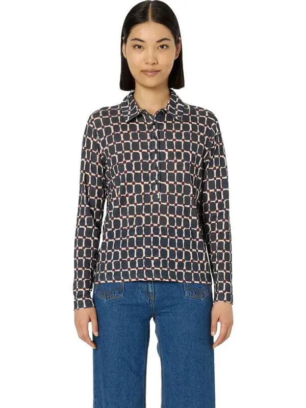 Gerard Darel Hortense Long Sleeve Printed Shirt - Indigo