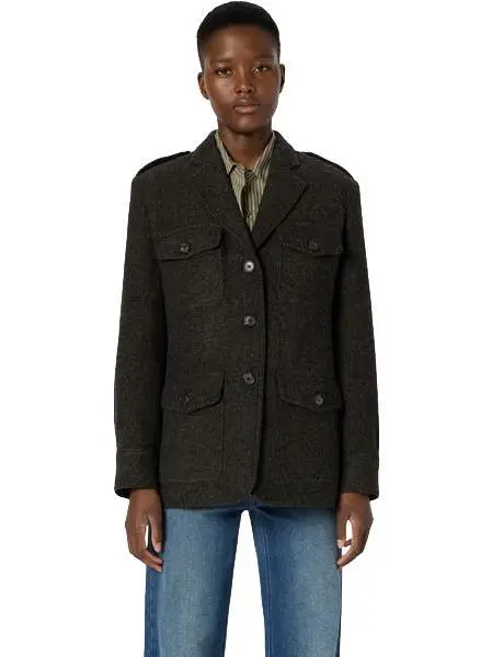 Gerard Darel Nadira Herringbone Jacket - Charcoal