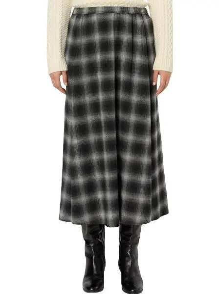 Gerard Darel Basma Checked Midi Skirt - Medium Gray