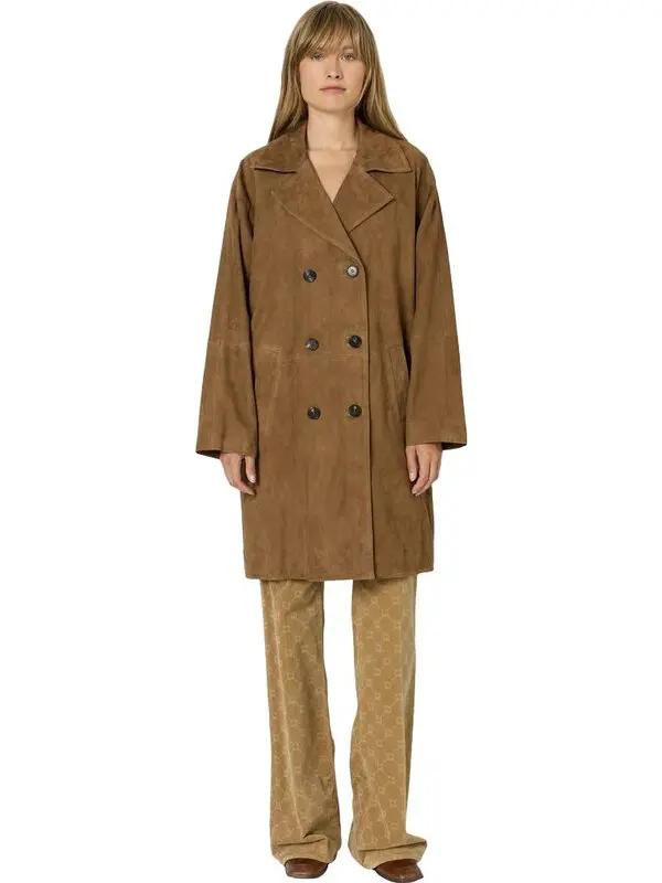 Gerard Darel Manon Suede Double-breasted Jacket - Camel