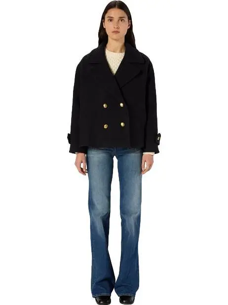 Gerard Darel Mouna Double Breasted Pea Coat - Navy Blue