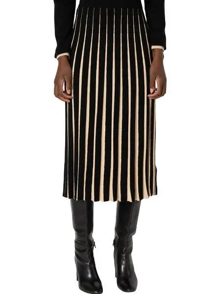 Gerard Darel Bibiane Pleated Knit Midi Skirt - Black