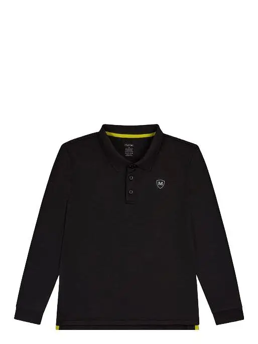 MEMOI Silky Dri-effect Long Sleeve Polo Shirt - Black