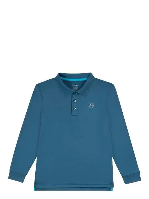 MEMOI Silky Dri-effect Long Sleeve Polo Shirt - Blue Nights