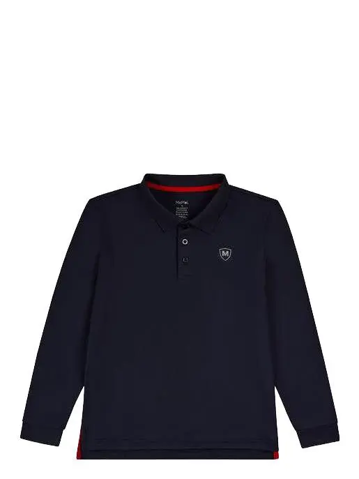 MEMOI Silky Dri-effect Long Sleeve Polo Shirt - Midnight Navy