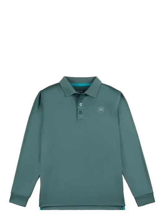 MEMOI Silky Dri-effect Long Sleeve Polo Shirt - Pine Green