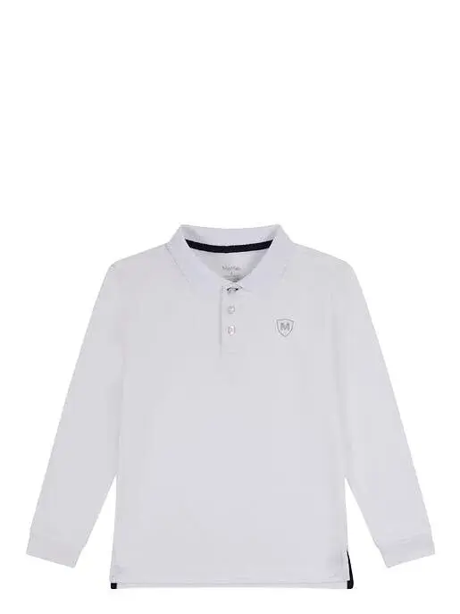 MEMOI Silky Dri-effect Long Sleeve Polo Shirt - White