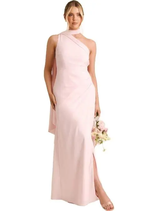 SIX STORIES One-shoulder Chiffon Gown - Ballet Pink