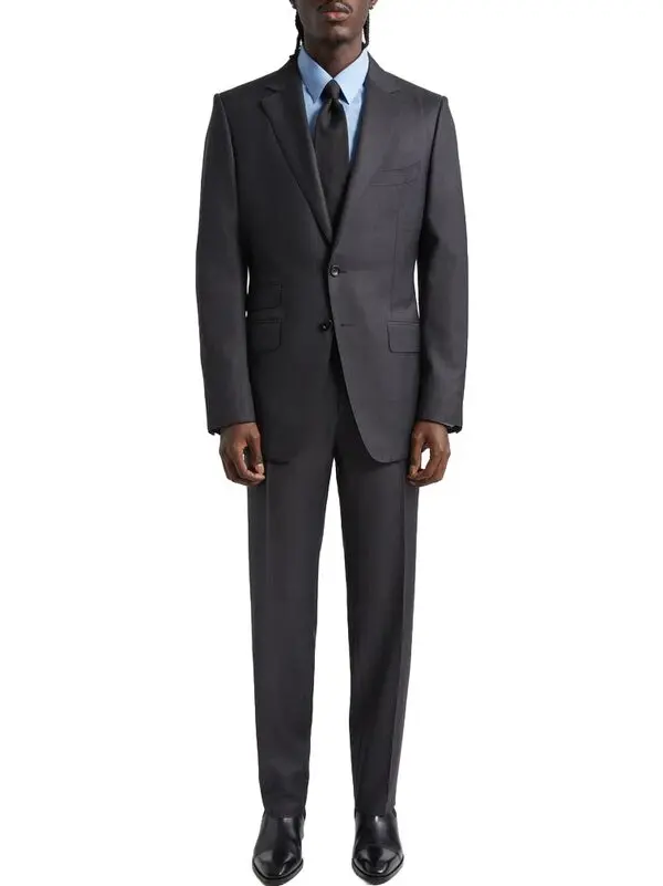 TOM FORD O'connor Shadow Windowpane Check Wool Suit - Anthracite