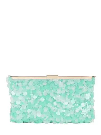 Badgley Mischka Briar Sequin Clutch - Light Mint Green