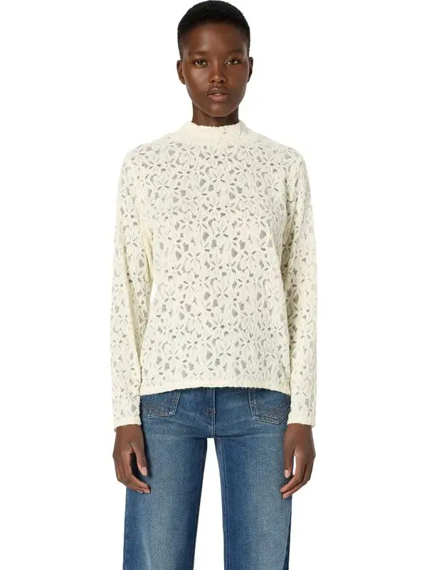Gerard Darel Harmonie Lace Knitted Top - Ecru