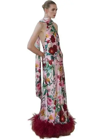 VASILIKI Maliya Feather Gown - Petal Muse